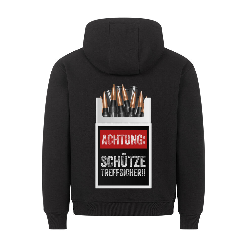 Classic Hoodie "Achtung:......" Backprint – Schützengaudi